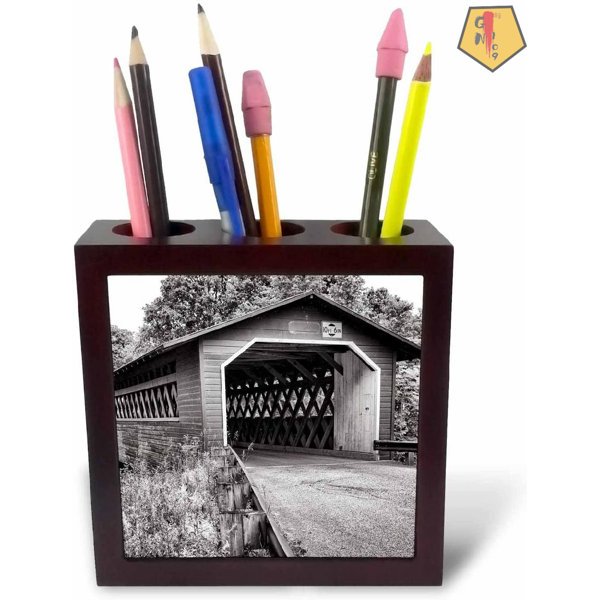 GN109 Covered Bridges, Henry Bridge In Bennington -Bill Bachmann-Tile Pen Holder, 5-Inch | Wayfair